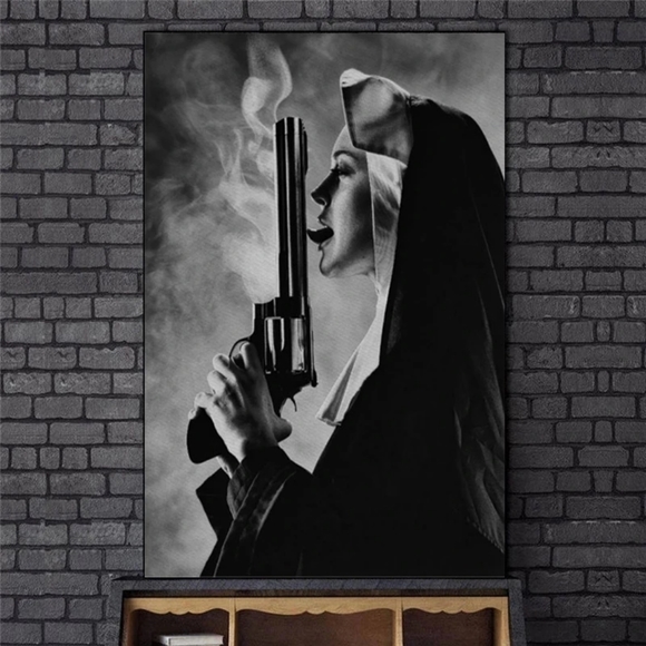 Vintage | Art | Sexy Nun And Smoking Gun 3x19 Premium Quality Poster ...